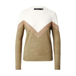V&eacute;ro Moda Vero Moda Pullover 'VMPLAZA' Damen Gr&ouml;&szlig;e M beige / oliv / wei&szlig;
