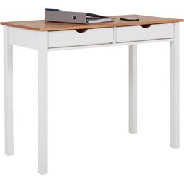 Schreibtisch Home Affaire "Gava", wei&szlig; (wei&szlig;, naturfarben, wei&szlig;, naturfarben), B:100cm H:80cm T:50cm, Tische, B&uuml;roschreibtisch Schreibtisch Holz-Schreibtische, Kiefernholz, Griffmulden, unterschiedliche Farbvarianten, Breite 100cm
