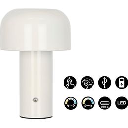 OTTO HOME LED Tischleuchte "Ronno", beige, 1, &Oslash; 12,6cm H: 19cm, 1 Stk., Leuchten, USB-C, Akku, Typ-C-Ladekabel, CCT, Tischlampe kabellos, Akkulampe, LED Tischleuchte