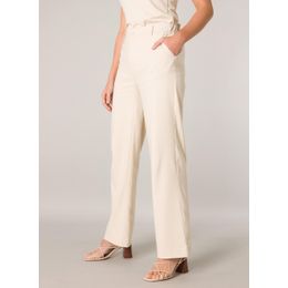 Stoffhose Base Level, Damen, Gr. 46, L&auml;nge 32, beige, Stoff, Obermaterial: 77% Viskose, 20% Nylon, 3% Elasthan, unifarben, normal, Hosen Stoffhose, Sommerhose mit Schlag und Elasthan