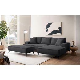 Sitzgruppe Home Affaire, B:275cm H:83cm T:173cmanthrazit,, Wohnzimmer, Sitzm&ouml;bel-Sets, "TVINNU, Polsterecke L-Form, Schlaffunktion, mit Hocker", Set,