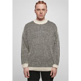 Rundhalspullover Urban Classics "Urban Classics Herren Oversized Two Tone Sweater", Damen, Gr. XL, sandwei&szlig;, schwarz, 100% Polyacryl, unifarben, oversize, Rundhals, Pullover Rundhalspullover