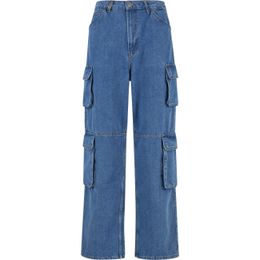 Stoffhose 2Y STUDIOS "2Y Studios 2Y Aidan Cargo Baggy Jeans", Herren, Gr. 28, Normalgr&ouml;&szlig;en, midblau, 100% Baumwolle, unifarben, normal, Hosen Stoffhose