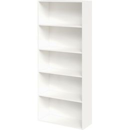 B&uuml;cherregal FMD, B:71,2cm H:168,7cm T:28cmwei&szlig; perl, Holzwerkstoff, Wohnzimmer, Regale, "Bitz", offene F&auml;cher, variable Einlegeb&ouml;den