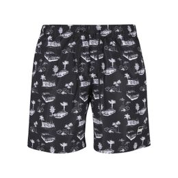 Badeshorts Urban Classics "Urban Classics Herren Pattern Swim Shorts", Herren, Gr. 4XL, US-Gr&ouml;&szlig;en, schwarz, wei&szlig;, 100% Polyester, Badehosen Badeshorts