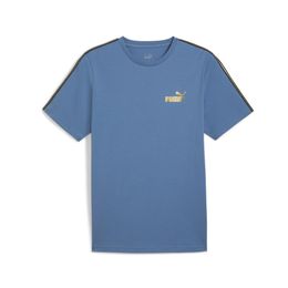 T-Shirt Puma "ESS TAPE MINIMAL GOLD TEE", Herren, Gr. XXL, blau (blau horizon), Jersey, Obermaterial: 100% Baumwolle, unifarben, regular fit normal, Rundhals, Shirts T-Shirt, regular fit, sportlicher Stil, Rundhalsausschnitt