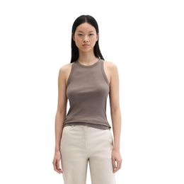 Marc O'Polo T-Shirt MARC O'POLO "mit TENCEL&trade; Modal", Damen, Gr. XL, braun (chalky braun), Obermaterial: 58% Baumwolle, 38% Modal, 4% Elasthan, unifarben, slim fit, Rundhals, Shirts T-Shirt
