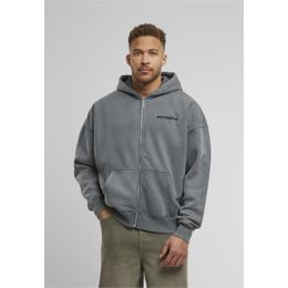 Kapuzenpullover DROPSIZE "Dropsize SUPER HEAVY OVERSIZE LOGO ZIP HOODIE", Herren, Gr. S, acid washed grau, 70% Baumwolle, 30% Polyester, Pullover Kapuzenpullover