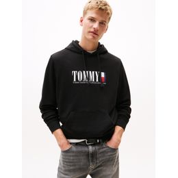 Hoodie Tommy Jeans "TJM REG RWB DNA GRAPHIC HOODIE", Herren, Gr. L, schwarz, Sweatware, Obermaterial: 100% Baumwolle, regular fit, Rippb&uuml;ndchen, Sweatshirts Hoodie