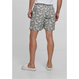 Badeshorts Urban Classics "Urban Classics Herren Pattern Swim Shorts", Herren, Gr. 4XL, US-Gr&ouml;&szlig;en, paleolive, wei&szlig;, 100% Polyester, Badehosen Badeshorts