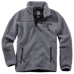 Kapuzenpullover Brandit "Brandit Herren Teddyfleece Troyer", Damen, Gr. 4XL, anthrazit, 100% Polyester, unifarben, normal, amerikanischer Ausschnitt, Pullover Kapuzenpullover