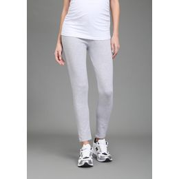 Umstandsleggings Neun Monate "Hose f&uuml;r Schwangerschaft und Stillzeit", Damen, Gr. 44, N-Gr, graumeliert, Jersey, Obermaterial: 90% Baumwolle, 5% Elasthan, 5% Viskose, meliert, unifarben, Basic, eng lang, Hosen, bequem und gut kombinierbar