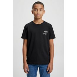 T-Shirt Calvin Klein Jeans "REG. CK SMALL GRAPHIC SS T-SHIRT", Jungen, Gr. 14 (164), schwarz (ck schwarz), Single Jersey, Obermaterial: 100% Baumwolle, unifarben, regular fit h&uuml;ftlang, Rundhals, Shirts T-Shirt, f&uuml;r Kinder bis 16 Jahre, Logo-Print