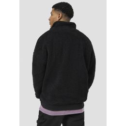 Sweatshirt Karl Kani "Karl Kani Herren SMALL SIGNATURE TEDDY TROYER BLACK", Herren, Gr. S, schwarz, 100% Polyester, relaxed fit, amerikanischer Ausschnitt, Sweatshirts Sweatshirt