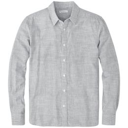 Knowledge Cotton Apparel Herrenhemd gestreift L Offwhite-Navy