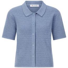 Rif&ograve; Damen-Strickpolo gekn&ouml;pft L Hellblau