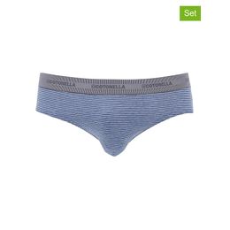 COTONELLA 2er-Set: Slips in Blau/ Grau - 65% | Gr&ouml;&szlig;e M | Herren-waesche