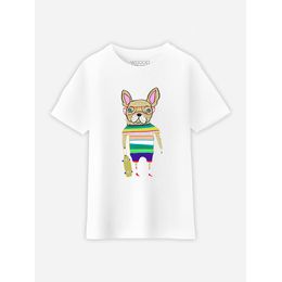 WOOOP Shirt "Bulldog Skater" in Wei&szlig; - 58% | Gr&ouml;&szlig;e 92 | Kinder-oberteile