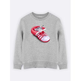WOOOP Sweatshirt "Cat in the Shoe" in Grau - 59% | Gr&ouml;&szlig;e 140 | Kinder-sweatshirts-jacken