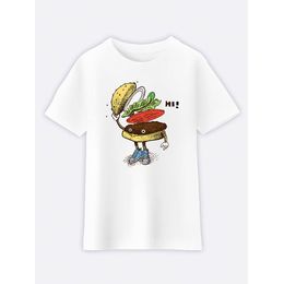 WOOOP Shirt "Burger Greeting" in Wei&szlig; - 58% | Gr&ouml;&szlig;e 152 | Kinder-oberteile