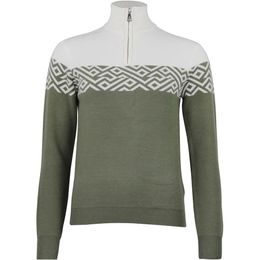 Peak Mountain Pullover "Akar" in Khaki/ Wei&szlig; - 65% | Gr&ouml;&szlig;e S | Damen-pullover-cardigans