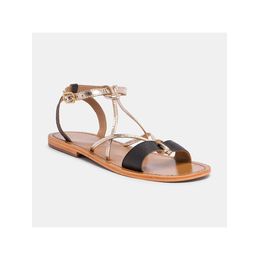 CALANK Leder-Sandalen in Schwarz/ Gold - 58% | Gr&ouml;&szlig;e 39 | Damen-sandalen