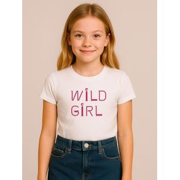WOOOP Shirt "Wild girl" in Creme - 58% | Gr&ouml;&szlig;e 152 | Kinder-oberteile