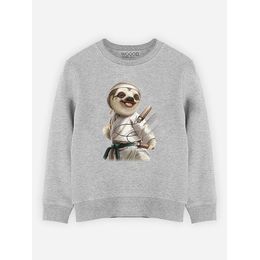 WOOOP Sweatshirt "Karate Sloth" in Grau - 61% | Gr&ouml;&szlig;e 104 | Kinder-sweatshirts-jacken