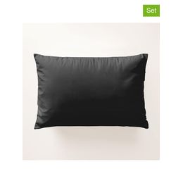 Pierre Cardin 2er-Set: Perkal-Kissenh&uuml;llen in Anthrazit - 20% | Gr&ouml;&szlig;e 50x80 cm | Dekokissen