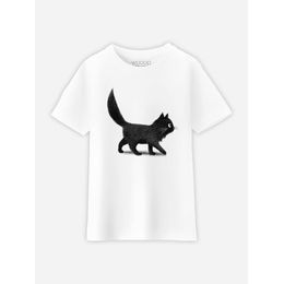 WOOOP Shirt "Creeping Cat" in Wei&szlig; - 58% | Gr&ouml;&szlig;e 116 | Kinder-oberteile
