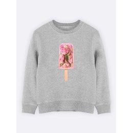 WOOOP Sweatshirt "Floral Popsicle" in Grau - 62% | Gr&ouml;&szlig;e 152 | Kinder-sweatshirts-jacken