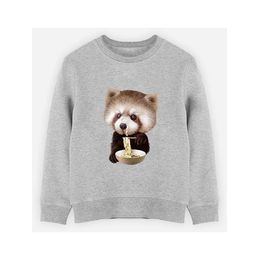 WOOOP Sweatshirt "Red Panda loves noodles" in Grau - 61% | Gr&ouml;&szlig;e 116 | Kinder-sweatshirts-jacken
