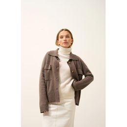 Just Cashmere Kaschmir-Cardigan "Hekla" in Taupe - 57% | Gr&ouml;&szlig;e M | Damen-pullover-cardigans