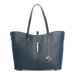 Lia Biassoni Leder-Schultertasche "Parma" in Dunkelblau - (B)40 x (H)27 x (T)14 cm - 74% | Damen-taschen