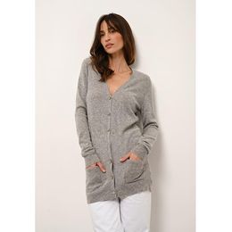 Just Cashmere Kaschmir-Cardigan in Grau - 62% | Gr&ouml;&szlig;e L | Damen-pullover-cardigans