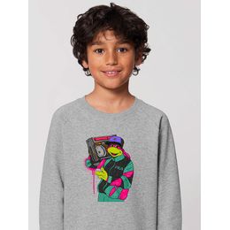 WOOOP Sweatshirt "Vintage Turtle" in Grau - 59% | Gr&ouml;&szlig;e 140 | Kinder-sweatshirts-jacken