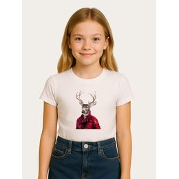 WOOOP Shirt "Red clad deer" in Wei&szlig; - 58% | Gr&ouml;&szlig;e 152 | Kinder-oberteile
