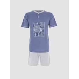 COTONELLA Pyjama in Blau/Grau - 61% | Gr&ouml;&szlig;e L | Herren-waesche