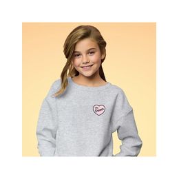 WOOOP Sweatshirt "Girl power pink heart" in Grau - 64% | Gr&ouml;&szlig;e 128 | Kinder-sweatshirts-jacken