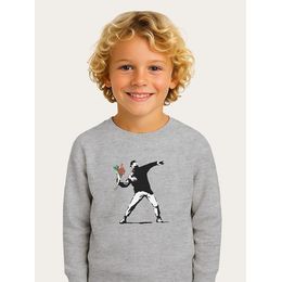 WOOOP Sweatshirt "Banksy Love" in Grau - 59% | Gr&ouml;&szlig;e 152 | Kinder-sweatshirts-jacken