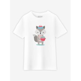 WOOOP Shirt "Cozy Fox" in Wei&szlig;/ Wei&szlig; - 58% | Gr&ouml;&szlig;e 128 | Kinder-oberteile