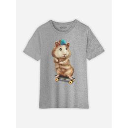 WOOOP Shirt "Skateboard Hamster" in Grau - 58% | Gr&ouml;&szlig;e 128 | Kinder-oberteile