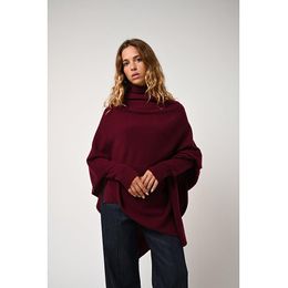 AUTHENTIC CASHMERE Kaschmir-Poncho "Carra" in Bordeaux - 65% | Gr&ouml;&szlig;e M | Damenjacken
