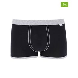 COTONELLA 2er-Set: Boxershorts in Grau/ Blau/ Schwarz - 47% | Gr&ouml;&szlig;e M | Herren-waesche