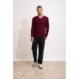 Just Cashmere Kaschmir-Pullover "Nathan" in Bordeaux - 64% | Gr&ouml;&szlig;e S | Herren-plussize