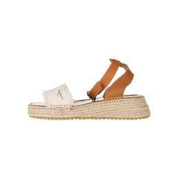 Pepe Jeans Footwear Leder-Keilsandaletten in Wei&szlig;/ Hellbraun - 68% | Gr&ouml;&szlig;e 37 | Damen-sandalen