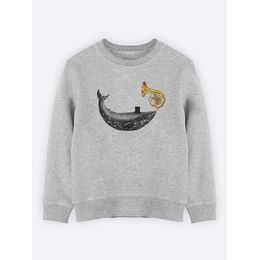 WOOOP Sweatshirt "Whale song "in Grau - 61% | Gr&ouml;&szlig;e 116 | Kinder-sweatshirts-jacken