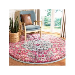 Safavieh Kurzflor-Teppich in Fuchsia/ Gr&uuml;n - 45% | Gr&ouml;&szlig;e 122x122 cm |