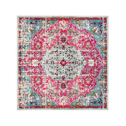 Safavieh Kurzflor-Teppich in Fuchsia/ Gr&uuml;n - 44% | Gr&ouml;&szlig;e 201x201 cm |