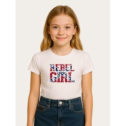 WOOOP Shirt "Rebel girl" in Wei&szlig; - 58% | Gr&ouml;&szlig;e 152 | Kinder-oberteile